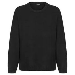 Sweatshirt oxmo "Langarmshirt OXICOMOS", Damen, Gr. L, schwarz, Obermaterial: 93% Polyester PES. 5% Wolle mw. 2% Elasthan EL., Sweatshirts Sweatshirt