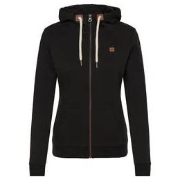Kapuzensweatjacke oxmo "Kapuzensweatjacke OXVicky", Damen, Gr. S, schwarz (meteorite), Obermaterial: 80% Polyester PES. 20% Baumwolle CO., Sweatjacken