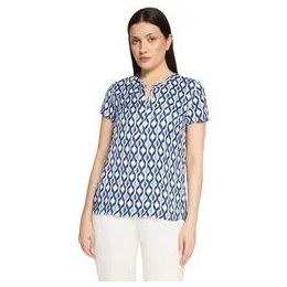 Satinbluse Betty Barclay "Damen mit Print", Damen, Gr. 46, blau, wei&szlig;, Obermaterial: 100% Viskose, figurumspielend normal, Rundhals, Blusen