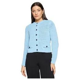 Strickjacke Betty Barclay "Damen mit aufgesetzten Taschen", Damen, Gr. 42, powder blau, Strick, Obermaterial: 65% Polyacryl, 35% Polyamid, Basic, gerade normal, Rundhals, Strickjacken Strickjacke