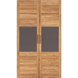 Kleiderschrank Home Affaire "Chamara", beige (natur), B:124cm H:218cm T:65cm, Schr&auml;nke, Kleiderschrank, aus massivem Eichenholz, in unterschiedlichen Breiten, H&ouml;he 218 cm