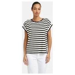 Smith & Soul T-Shirt SMITH & SOUL, Damen, Gr. S, schwarz, Single Jersey, Obermaterial: 46% Baumwolle, 46% Lyocell, 8% Elasthan, gestreift, normal, Rundhals, Umschlagsaum, Shirts T-Shirt, im gestreiften Design, Rundhalsform