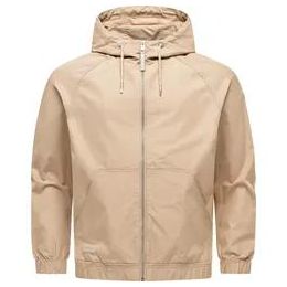 Outdoorjacke Ragwear "Roog YOUMODO", Gr. L (52), sand, Obermaterial: 65% Baumwolle, 35% Polyester, Basic, gerade h&uuml;ftbedeckend, hoch geschlossener Ausschnitt, elastischer Bund, Jacken Outdoorjacke, Leichte Herren &Uuml;bergangsjacke mit Kapuze