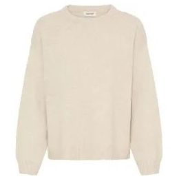 Sweatshirt oxmo "Langarmshirt OXICOMOS", Damen, Gr. XL, beige (oatmeal melange), Obermaterial: 93% Polyester PES. 5% Wolle mw. 2% Elasthan EL., Sweatshirts Sweatshirt