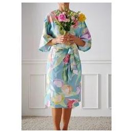 Kimono Apelt "Tulip 120x110", blau, L:110cm, Baumwolle, Hausm&auml;ntel, Kimono mit Bindeband Gr&ouml;&szlig;e120x105, Baumwoll-Satin, Digitaldruck