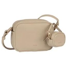 Handtasche Gabor "Devika", Damen, Gr. B/H/T: 21,5cm x 15cm x 7cm, beige, Polyurethan, clean, gepflegt, unifarben, Taschen Handtasche, runde Formen sowie dekorative Seitenakzente mit Mini-Taschenanh&auml;nger