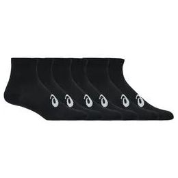Sportsocken asics "6 PACK QUARTER SOCK", Damen, Gr. L (43/46), performance schwarz, Obermaterial: 69% Baumwolle, 24% Polyester, 5% Nylon, 2% sonstige Fasern, Socken Sportsocken, f&uuml;r Erwachsene, d&auml;mpfende Wirkung, mit Mesh-Knit-Gewebe