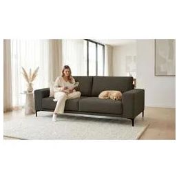 3-Sitzer OTTO HOME "Xander", onyx, B:224cm H:85cm T:88cm, 90% PES, 10% NY, Sofas, Breite 224 cm, Soft-Touch Chenille, schwarze Metallf&uuml;&szlig;e
