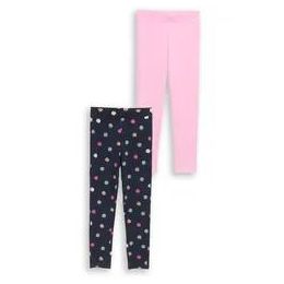 Leggings Tom Tailor, M&auml;dchen, Gr. 104/110, N-Gr, lovely pink, Web, Obermaterial: 95% Baumwolle, 5% Elasthan, unifarben mit Farbeins&auml;tzen, k&ouml;rpernah lang, Hosen Leggings, 2er Pack unifarben und gepunktet, f&uuml;r Girls
