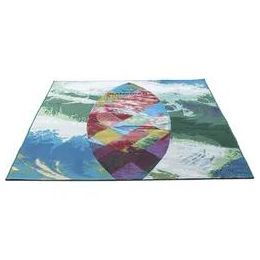 Teppich Sansibar "Rantum Beach SA-024", bunt (multicolor), B:190cm H:5mm L:290cm, Polypropylen, Teppiche, Teppich, Flachgewebe, modernes Design, Motiv Surfboard, In- & Outdoor geeignet