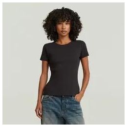 G-Star Raw T-Shirt G-STAR "Slim Rib Wmn", Damen, Gr. XL, dk schwarz, Single Jersey, Obermaterial: 98% Baumwolle, 2% Elasthan, unifarben, slim fit h&uuml;ftlang, Rundhals, abgesteppte Kante, Shirts T-Shirt, in Rundhalsform