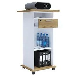 Wohnzimmertisch Vcm "Tisch M&ouml;bel Wagen Beamer Projektor Rollen Neta", braun (wei&szlig;, honig, eiche), B:60cm T:50cm, Sideboards, TVRack