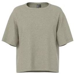 Kurzarmpullover Pieces "PCBREE SS O-NECK KNIT NOOS BC", Damen, Gr. M, crockery detail:melange, Strick, Obermaterial: 80% Polyester, 20% Nylon, meliert, regular fit normal, Rundhals, Pullover, Materialmix, regular fit