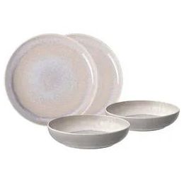 Villeroy & Boch Geschirr-Set "Tafel-Set Perlemor Sand 4er Set beige", beige, 4 tlg., Porzellan, LIKE. BY VILLEROY & BOCH, Geschirr-Sets, TellerSet