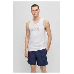 T-Shirt BOSS "Beach Tank Top", Herren, Gr. XL, wei&szlig; 100, Single Jersey, Obermaterial: 100% Baumwolle, unifarben, k&ouml;rpernah normal, tiefer Rundhals, eingefasste Kante, Shirts T-Shirt, mit UV Schutz (SPF 50+)