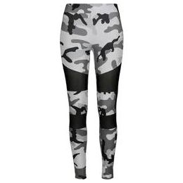 Leggings Urban Classics "Urban Classics Damen Ladies Camo Tech Mesh Leggings", Damen, Gr. XS, US-Gr&ouml;&szlig;en, snowcamouflage, 77% Polyester, 23% Elasthan, skinny fit, Hosen Leggings