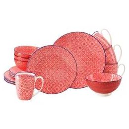 Kombiservice Creatable "Mediterran, Service 16-tlg.", rot, 16, Steinzeug, Geschirr-Sets, Kombiservice, Mediterraner Flair, Traditionell keramische Motive
