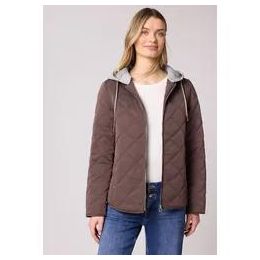 Steppjacke Street One, Damen, Gr. 46, mahogany braun, Stoff, Obermaterial: 55% Polyester, 45% Polyamid; Futter: 100% Polyester; F&uuml;llung: 100% Polyester; Kapuze: 72% Polyester, 22% Viskose, 6% Elasthan, unifarben, normal normal, ohne Ausschnitt, abgesteppt, Jacken Steppjacke, mit moderner Steppung