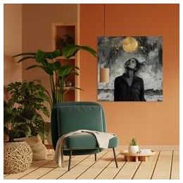 Acrylglasbild queence "Goldener Mond bei Nacht", farbe rahmen: ohne rahmen, B:70cm H:70cm T:1,5cm, Acrylglas, Bilder, Acrylglasbild, HD Premium Kunstdruck in Galeriequalit&auml;t