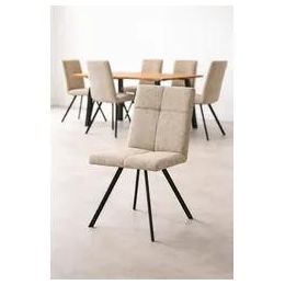 Eckbankgruppe Home Affaire "Mia Essecke, Sitzgruppe, Eckbankgruppe, K&uuml;chenbankgruppe", beige, beige, schwarz, B:207cm H:61cm T:167cm, Holzwerkstoff, Massivholz, Metall, Polyester, Sitzm&ouml;bel-Sets, Eckbankgruppe, Eckbank mit Wellenfederung; Tisch in Eiche massiv