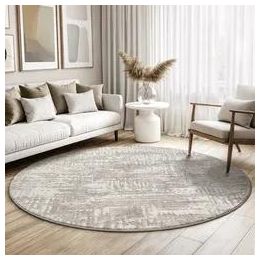Teppich Sanat "Harmony 3215, auch als L&auml;ufer", beige, H:12mm &Oslash;:200cm, Kunstfaser, Teppiche, Teppich, Wohnzimmer, Kurzflor, modern, abtrakt, Schlafzimmer