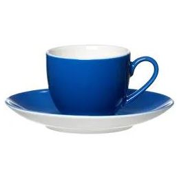 Ritzenhoff & Breker Tasse RITZENHOFF & BREKER "Espressotasse mit Untertasse Doppio 80 ml", blau (indigo blau), 2 tlg., Porzellan, Trinkgef&auml;&szlig;e, Tasse