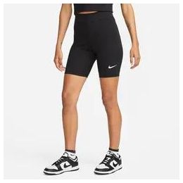 Leggings Nike SPORTSWEAR "W NSW NK CLSC HR 8IN SHORT", Damen, Gr. S, N-Gr, schwarz (schwarz, sail), Obermaterial: 47% Baumwolle, 41% Polyester, 12% Elasthan, Hosen Leggings