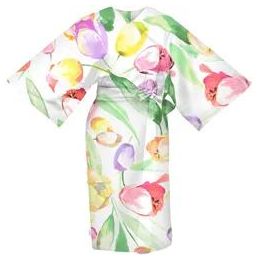Kimono Apelt "Tulip 120x110", wei&szlig;, L:110cm, Baumwolle, Hausm&auml;ntel, Kimono mit Bindeband Gr&ouml;&szlig;e120x105, Baumwoll-Satin, Digitaldruck