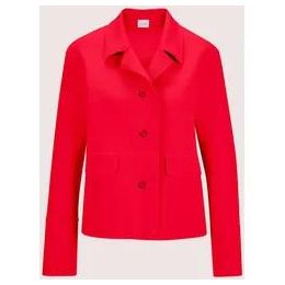 Madeleine Mode Jackenblazer MADELEINE "Kurzblazer Moderner Damenblazer mit Hemdkragen", Damen, Gr. 34, rot, Obermaterial: 74% Baumwolle CO. 21% Polyester PES. 5% Elasthan EL., Modern, gerade, Blazer, Offene Schnittkanten