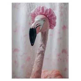 Wandbild Artland "Flamingo unter der Dusche", farbe bild(er): pink, B:45cm H:60cm, Alu Dibond, Bilder, als Alubild, Leinwandbild, Poster, Wandaufkleber in verschied. Gr&ouml;&szlig;en