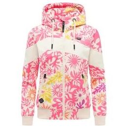 Outdoorjacke Ragwear "Nuggie Block Flower", Damen, Gr. S (36), pink combo26, Au&szlig;enmaterial: 100% Polyester. Innenfutter: 100% Polyester, gerade h&uuml;ftbedeckend, eng Rippstrickb&uuml;ndchen, Jacken Outdoorjacke, modische Damen Freizeitjacke mit floralem Print