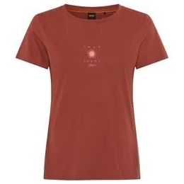 T-Shirt BOSS ORANGE "Elove Premium Damenmode", Damen, Gr. XS, dunkelrot 604, Single Jersey, Obermaterial: 100% Baumwolle, unifarben, slim fit normal, Rundhals, Shirts T-Shirt, im Slim Fit, bestickt