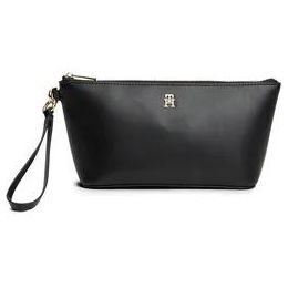 Kulturbeutel Tommy Hilfiger "TH ICON MAKE-UP BAG", Gr. B/H/T: 26,5cm x 12cm x 8,5cm, schwarz, Lederimitat, Taschen Kulturbeutel, Unisex Kosmetiktasche, Minibag mit praktischer Handschlaufe