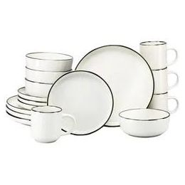 Kombiservice Creatable "Nordic Festive, Service 16-tlg.", creme, 16, Steinzeug, Geschirr-Sets, Kombiservice, Minimalistisches Design, Dezente goldene Akzente