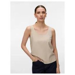 V&eacute;ro Moda Blusenshirt VERO MODA "VMMYMILO S/L TOP WVN GA", Damen, Gr. M, silber lining, Jersey, Obermaterial: 55% Viskose, 45% Leinen, unifarben, regular fit kurz, tiefer Rundhals, Shirts Blusenshirt