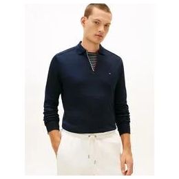 Langarm-Poloshirt Tommy Hilfiger "LIQUID RWB ZIP", Herren, Gr. L, desert sky, Jersey, Obermaterial: 100% Baumwolle, regular fit normal, Shirts, Polokragen mit Rei&szlig;verschluss, regular fit