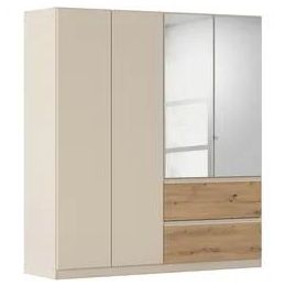 Dreht&uuml;renschrank Rauch "Kleiderschrank Schrank Garderobe W&auml;scheschrank Schlafzimmer JOEL", beige (champagner), eiche artisan, B:181cm H:197cm T:54cm, Holzwerkstoff, Schr&auml;nke, Dreht&uuml;renschrank, mit zwei Schubladen, mit Push-to-Open Funktion MADE IN GERMANY