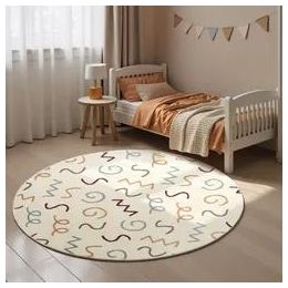 Kinderteppich Hanse Home "Fiete", creme multifarben, H:10mm &Oslash;:160cm, Polypropylen, Teppiche, Kinderteppich, Pflegeleicht, Weich, Kinderzimmer, Spielteppich, Spielunterlage