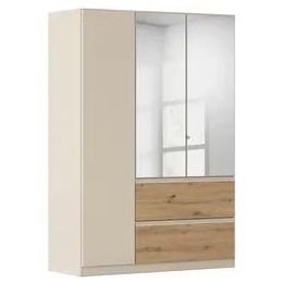 Dreht&uuml;renschrank Rauch "Kleiderschrank Schrank Garderobe W&auml;scheschrank Schlafzimmer JOEL", beige (champagner), eiche artisan, B:136cm H:197cm T:54cm, Holzwerkstoff, Schr&auml;nke, Dreht&uuml;renschrank, mit zwei Schubladen, mit Push-to-Open Funktion MADE IN GERMANY