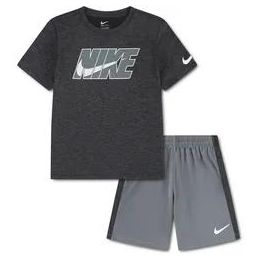 T-Shirt & Shorts Nike SPORTSWEAR "B NK DROPSET SS TEE SHORT SET", Jungen, Gr. 122 (7), smoke grau, Obermaterial: 100% Polyester, KOB Set-Artikel, f&uuml;r Children, 2-teilig, f&uuml;r sportliche Aktivit&auml;ten, Sportmode