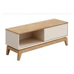 Lowboard Paidi "STIENE in Beige oder Grau, 2 F&auml;cher, Schiebet&uuml;re mit Soft-Close", cashmere, beige, eiche massiv, B:124cm H:47cm T:40cm, Holzwerkstoff, Massivholz, Sideboards, Lowboard, stabiles Lowboard mit Massivholz, Sitzfunktion, TV-Board