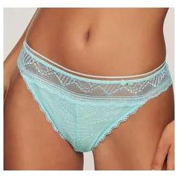String Lascana "Tiziana", Damen, Gr. 32/34, t&uuml;rkis, Microtouch, Obermaterial: 84% Polyamid, 16% Elasthan, figurbetont, Unterhosen String, mit anteilig recycelter Spitze