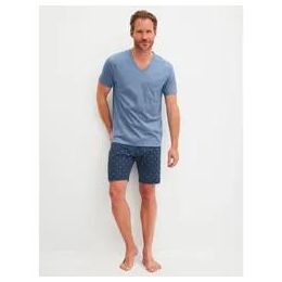 Shorty Calida "Relax Imprint 2", Damen, Gr. XL (56), coronet blau, Single Jersey, Obermaterial: 100% Baumwolle, bequem kurz, V-Ausschnitt, Homewear-Sets Shorty, V-Ausschnitt, Brusttasche, Kurzarm, Single Jersey Qualit&auml;t