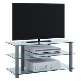 Wohnzimmertisch Vcm "TV M&ouml;bel Sideboard Fernseh Rack Alu Glas Netasa", wei&szlig; (klarglas), B:95cm T:40cm, Sideboards