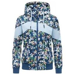 Outdoorjacke Ragwear "Nuggie Block Flower", Gr. M (38), night blau26, Au&szlig;enmaterial: 100% Polyester. Innenfutter: 100% Polyester, gerade h&uuml;ftbedeckend, eng Rippstrickb&uuml;ndchen, Jacken Outdoorjacke, modische Damen Freizeitjacke mit floralem Print