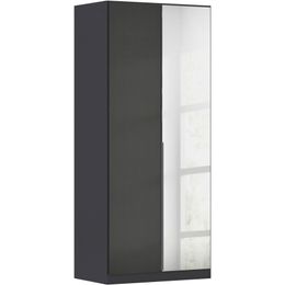 Dreht&uuml;renschrank OTTO HOME "Kleiderschrank Schrank Garderobe AGORDO mit Dekor- oder Hochglanzfront", grau (graumetallic, effektgrau hochglanz), B:91cm H:210cm T:54cm, Holzwerkstoff, Schr&auml;nke, Dreht&uuml;renschrank, durchdachte Innenausstattung, in 7 Breiten und 2 H&ouml;hen MADE IN GERMANY, Topseller