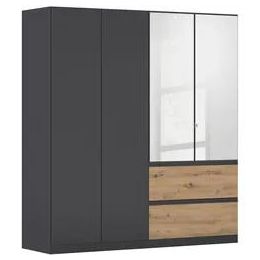 Dreht&uuml;renschrank Rauch "Kleiderschrank Schrank Garderobe W&auml;scheschrank Schlafzimmer JOEL", graumetallic, eiche artisan, B:181cm H:197cm T:54cm, Holzwerkstoff, Schr&auml;nke, Dreht&uuml;renschrank, mit zwei Schubladen, mit Push-to-Open Funktion MADE IN GERMANY