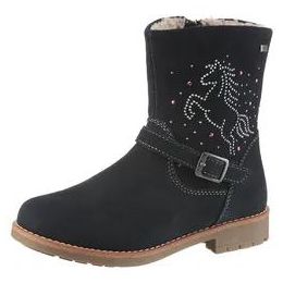 Winterstiefel Lurchi "Furi-TEX", Damen, Gr. 30, schwarz (dunkelblau), Veloursleder, Schuhe Winterstiefel, Rei&szlig;verschlussstiefel, Boots mit funkelnden Nieten und Strasssteinen
