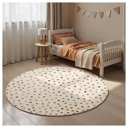 Kinderteppich Hanse Home "Konfetti", creme multifarben, H:10mm &Oslash;:160cm, Polypropylen, Teppiche, Kinderteppich, Pflegeleicht, Weich, Kinderzimmer, Spielteppich, Spielunterlage