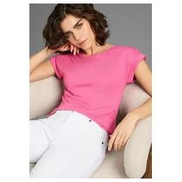 T-Shirt Flashlights, Damen, Gr. 52/54, pink, Single Jersey, Obermaterial: 50% Baumwolle, 50% Modal, unifarben, Basic, figurbetont h&uuml;ftlang, Rundhals, angeschnitten, Shirts T-Shirt, Kurzarm, Saum mit Gummibund, Rundhalsausschnitt